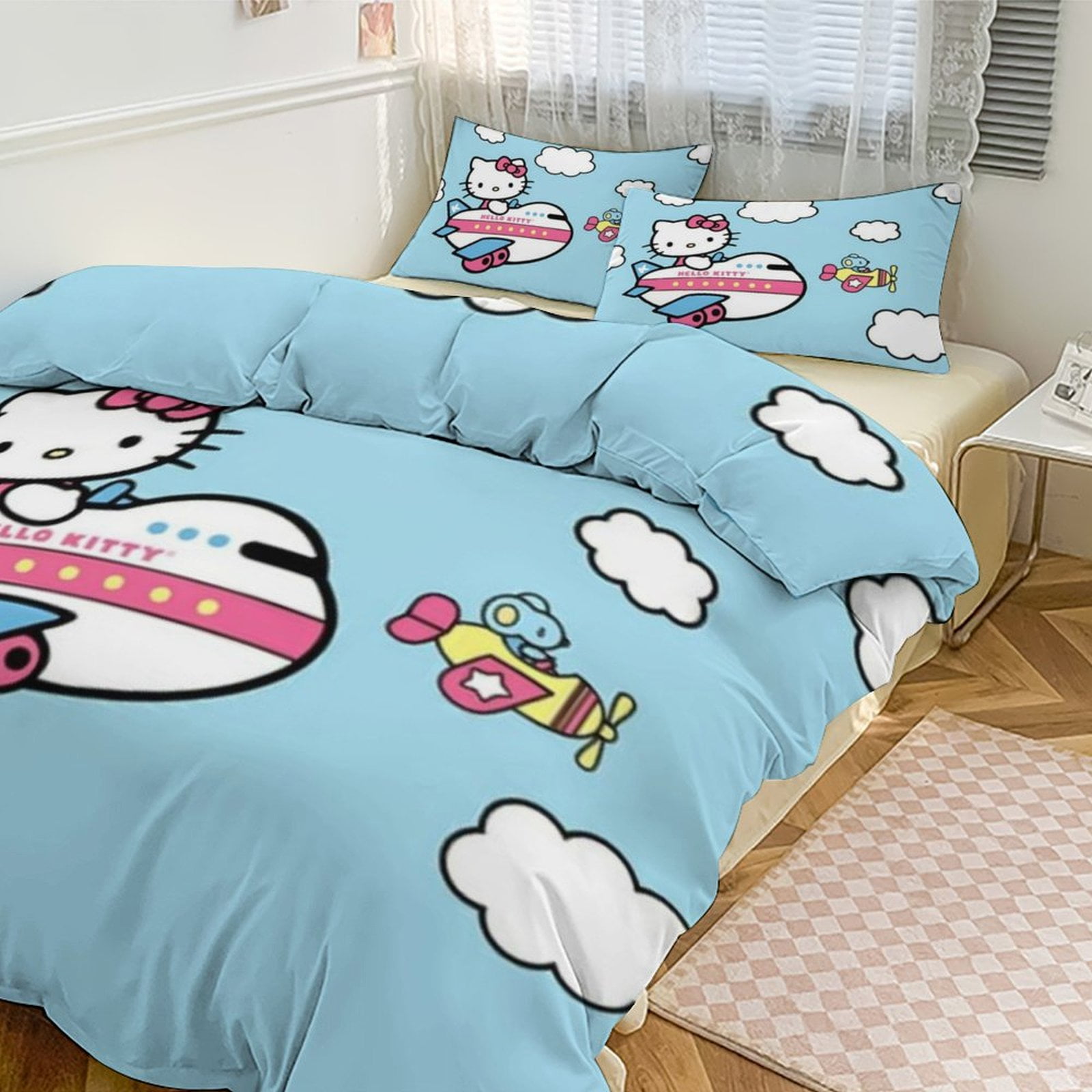 Hello Kitty Comforter Bedding Set with Sheets And Pillow 3 Piece Set ...
