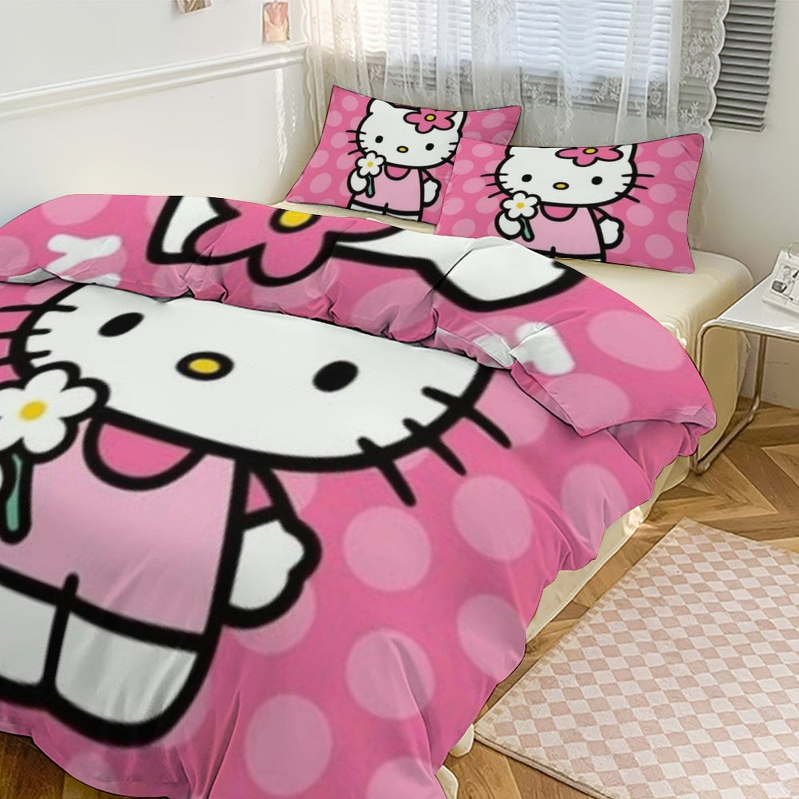 Hello Kitty Comforter Bedding Set with Sheets And Pillow 3 Piece Set ...