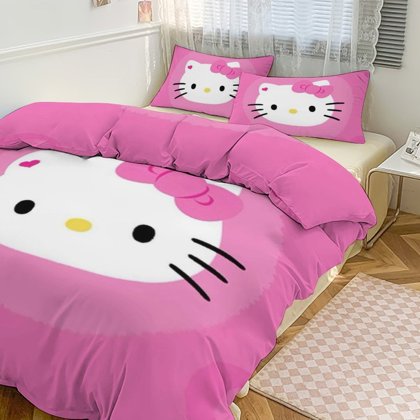 Hello Kitty Comforter Set - 3 Piece Bedding Includes Pillow Covers ...