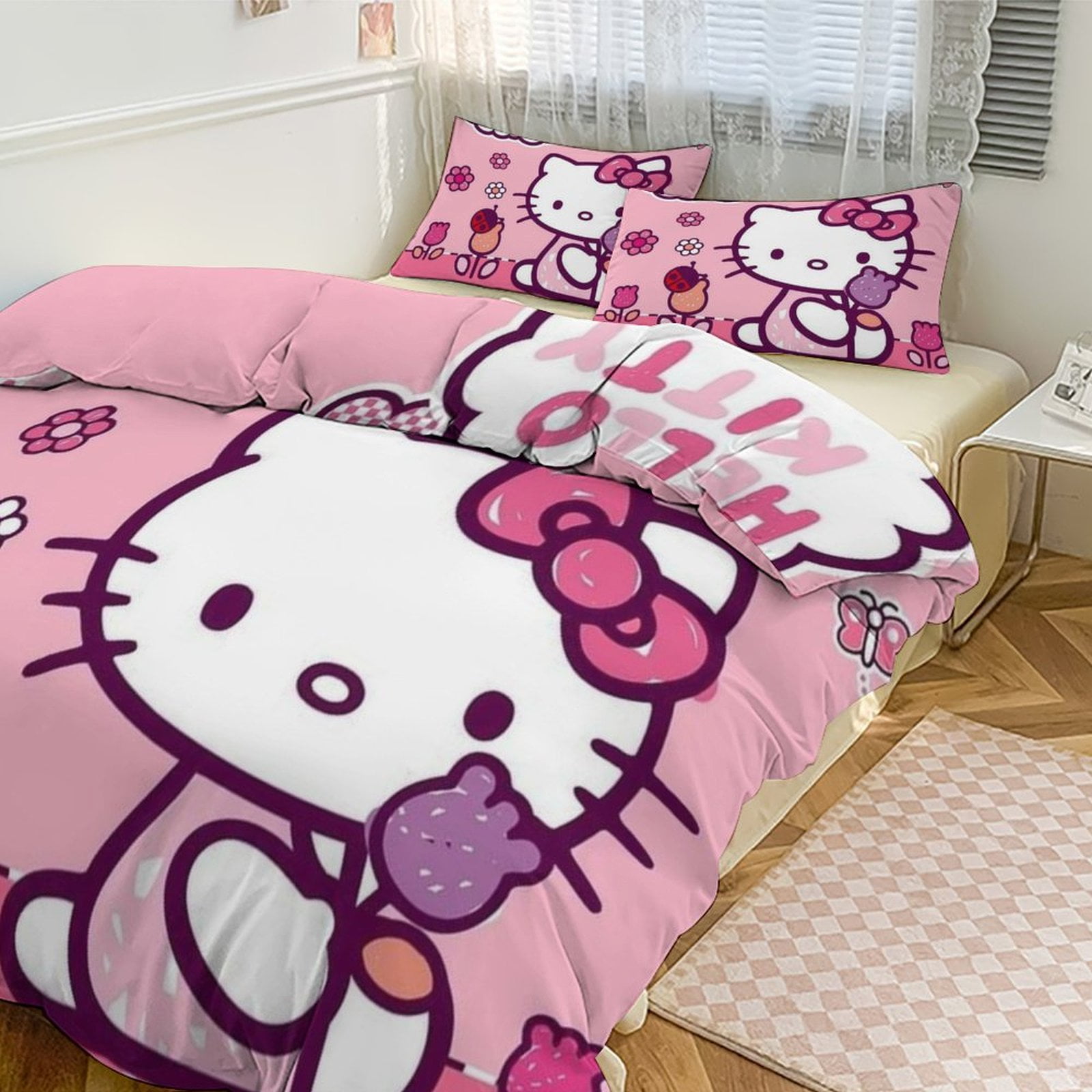 Hello Kitty Comforter Set with Sheets - 3 Piece Bedding Includes Pillow ...