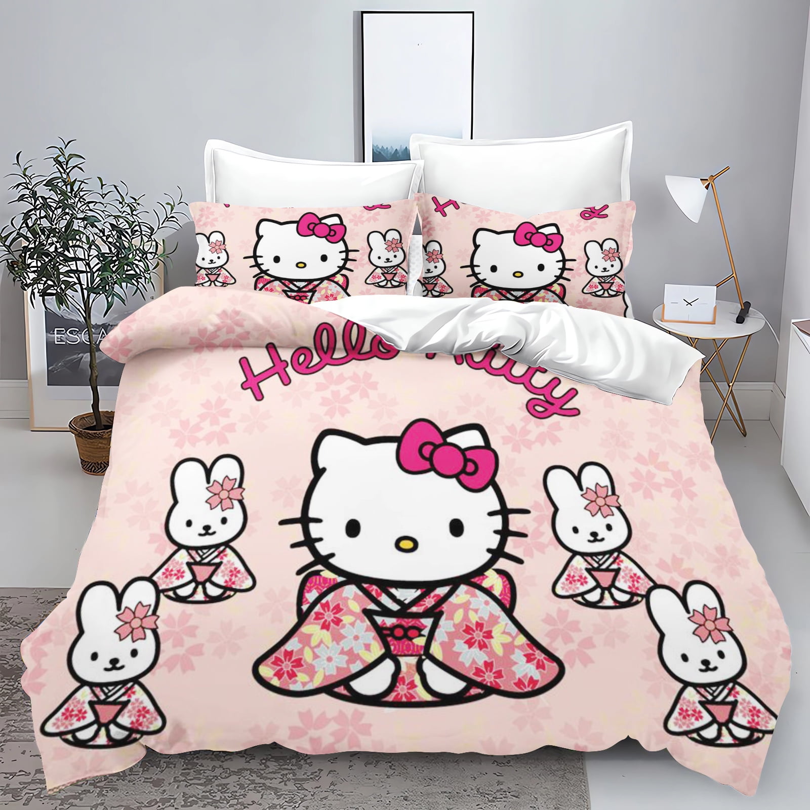 Hello Kitty Comforter Sets Children Bedding Set Home Twin 3-Piece Set 1 ...