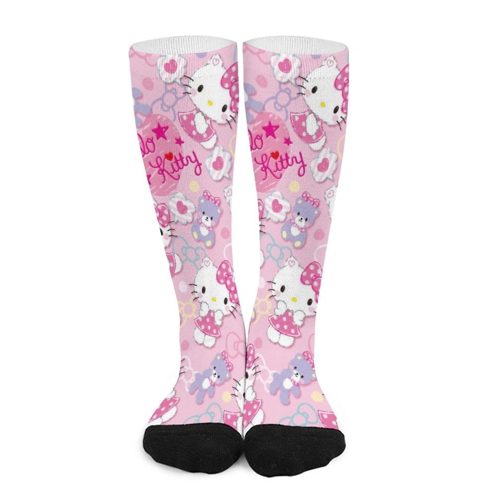 Hello Kitty Compression Socks For Women And Men Support Knee High Socks For Running Hiking ...