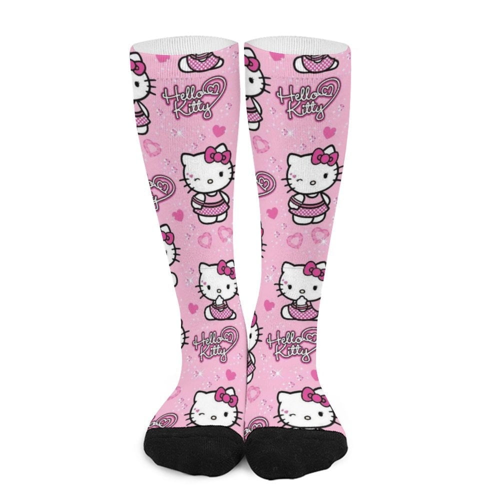 Hello Kitty Compression Socks For Women And Men Support Knee High Socks For Running Hiking ...
