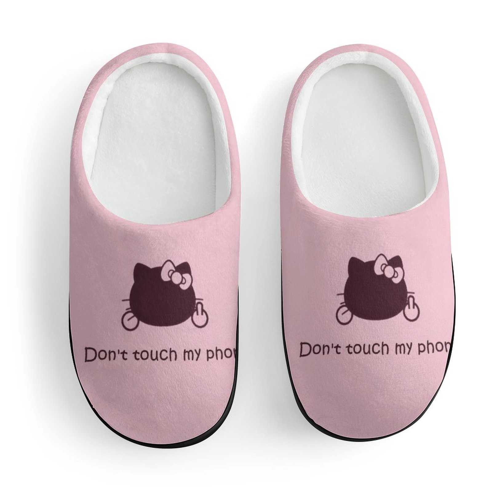 Hello Kitty Cotton Slippers Unisex Slip-On Plush Slippers Non-Slip ...