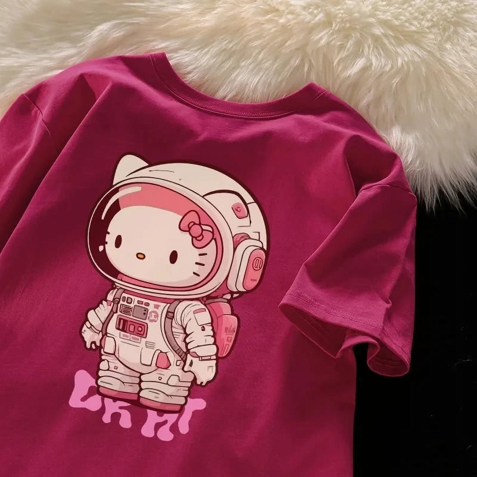 Hello Kitty Cotton Tees Summer Melody Kawaii Print Short Sleeve T ...