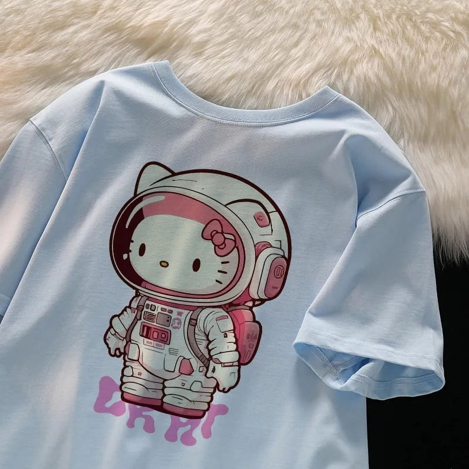 Outer Space Hello Kitty Cotton Tee Melody Y2k Top Kawaii Print Short ...