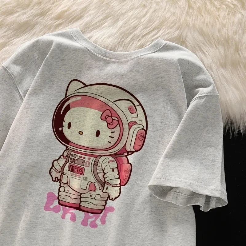 Hello Kitty Cotton Tees Summer Melody Kawaii Print Short Sleeve T ...