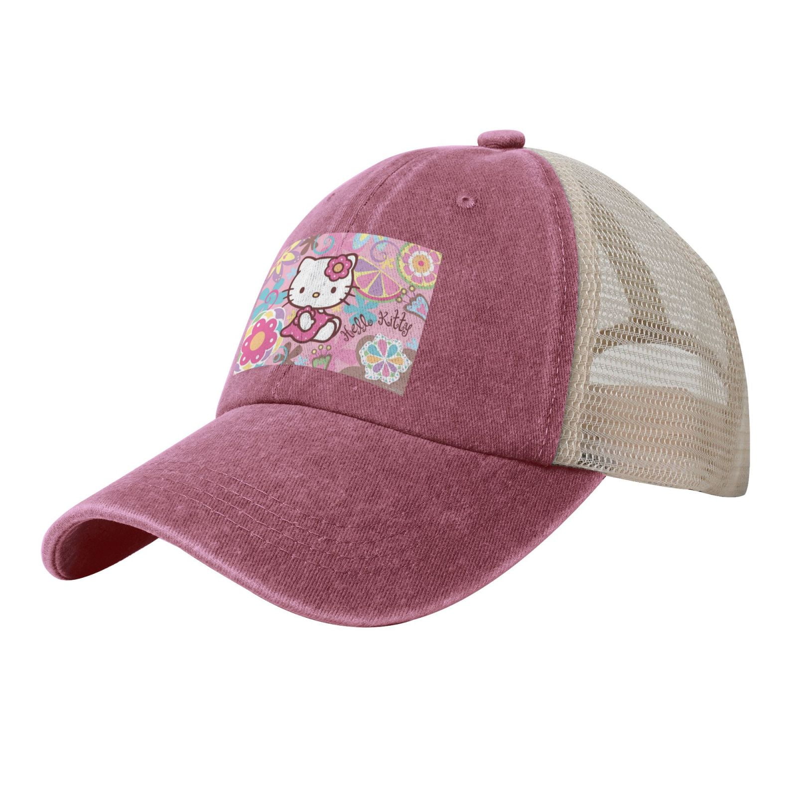 Hello Kitty Cowboy Mesh Baseball Cap Vintage Classic Trucker Hat For Men Women Adjustable Cotton ...