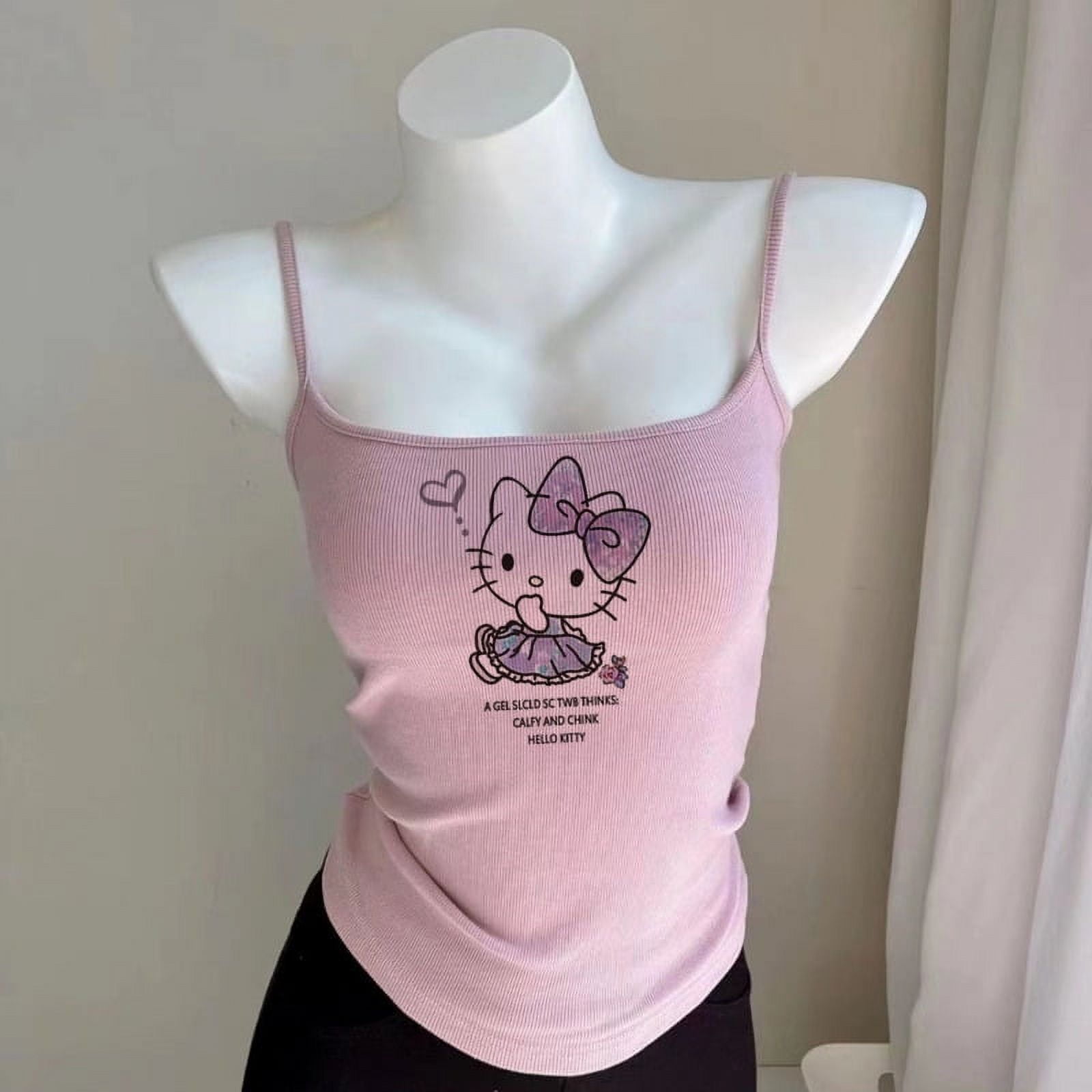 Hello Kitty Crop Tanks Tops Kawaii Sanrio Graphic Anime Summer Tops ...