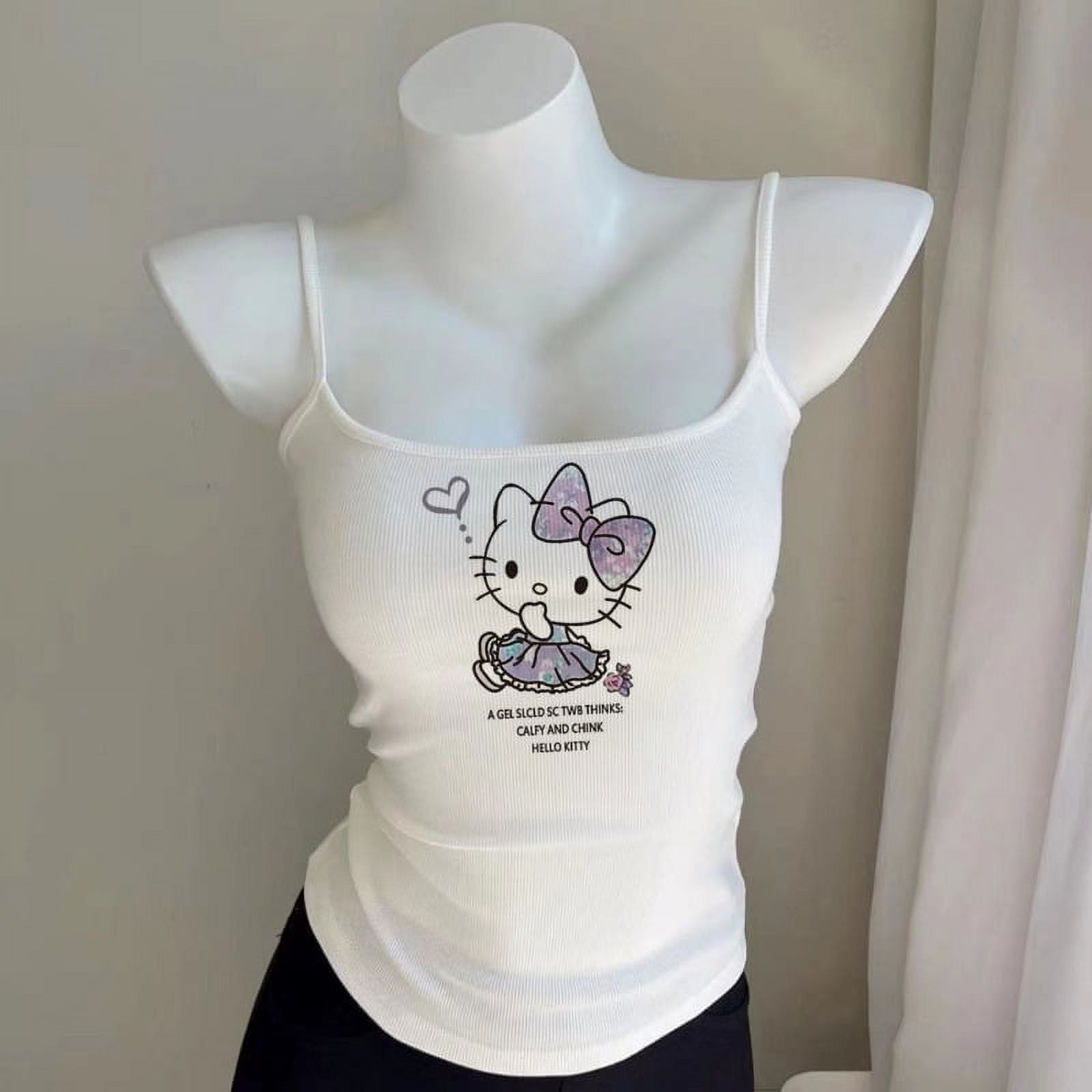 Hello Kitty Crop Tanks Tops Kawaii Sanrio Graphic Anime Summer Tops ...