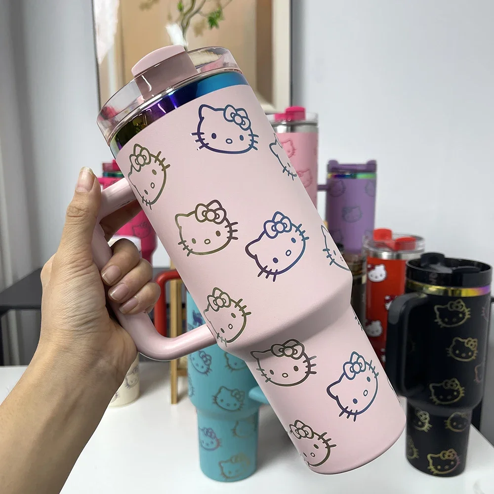 Hello Kitty Cup Handle Straw Car Mug Double Wall Thermal Iced Travel ...