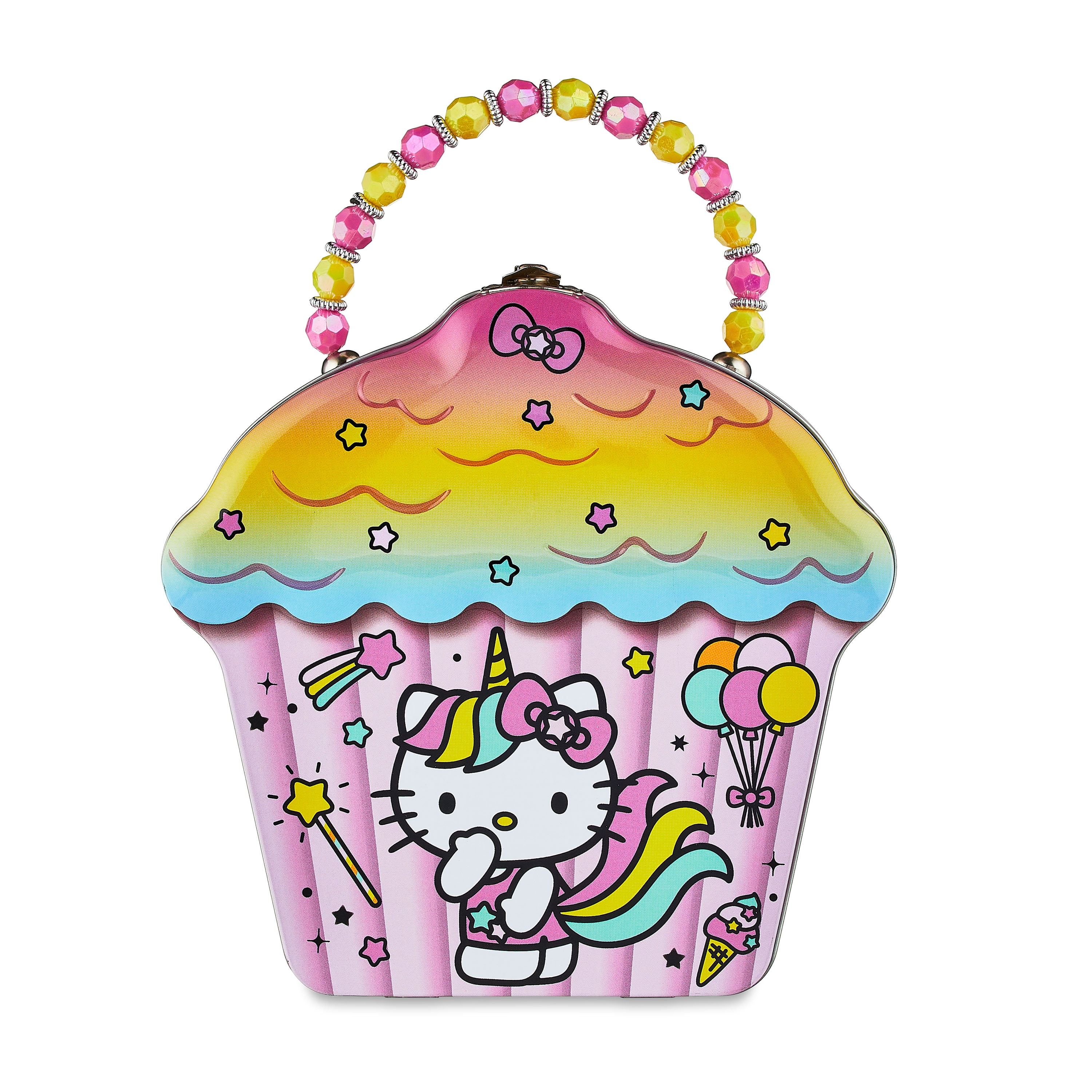 Hello Kitty Cupcake Shaped Easter Tin Carry All, 1 Count Beaded Handle ...