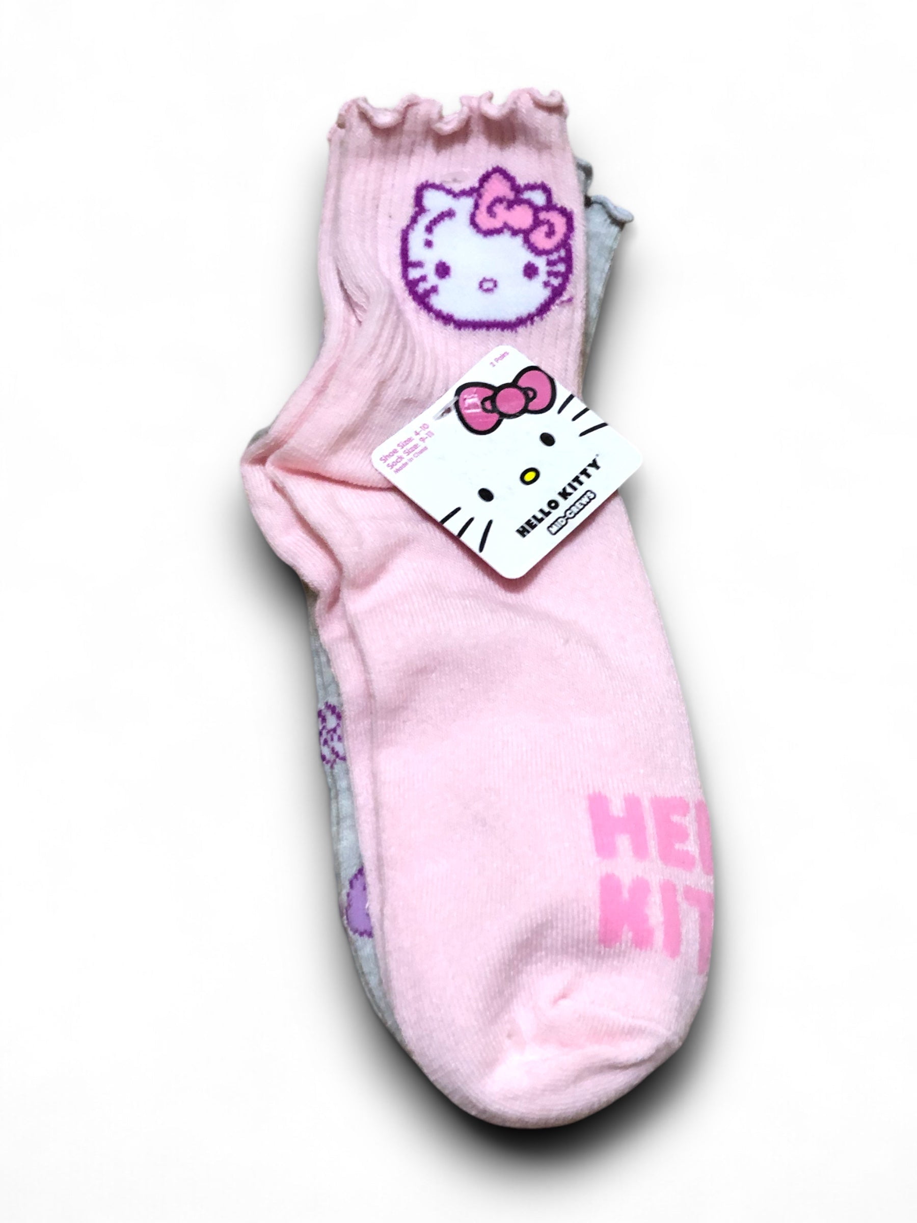 Hello Kitty Curly Edge Mid Crew Socks (2 Pairs) - Walmart.com