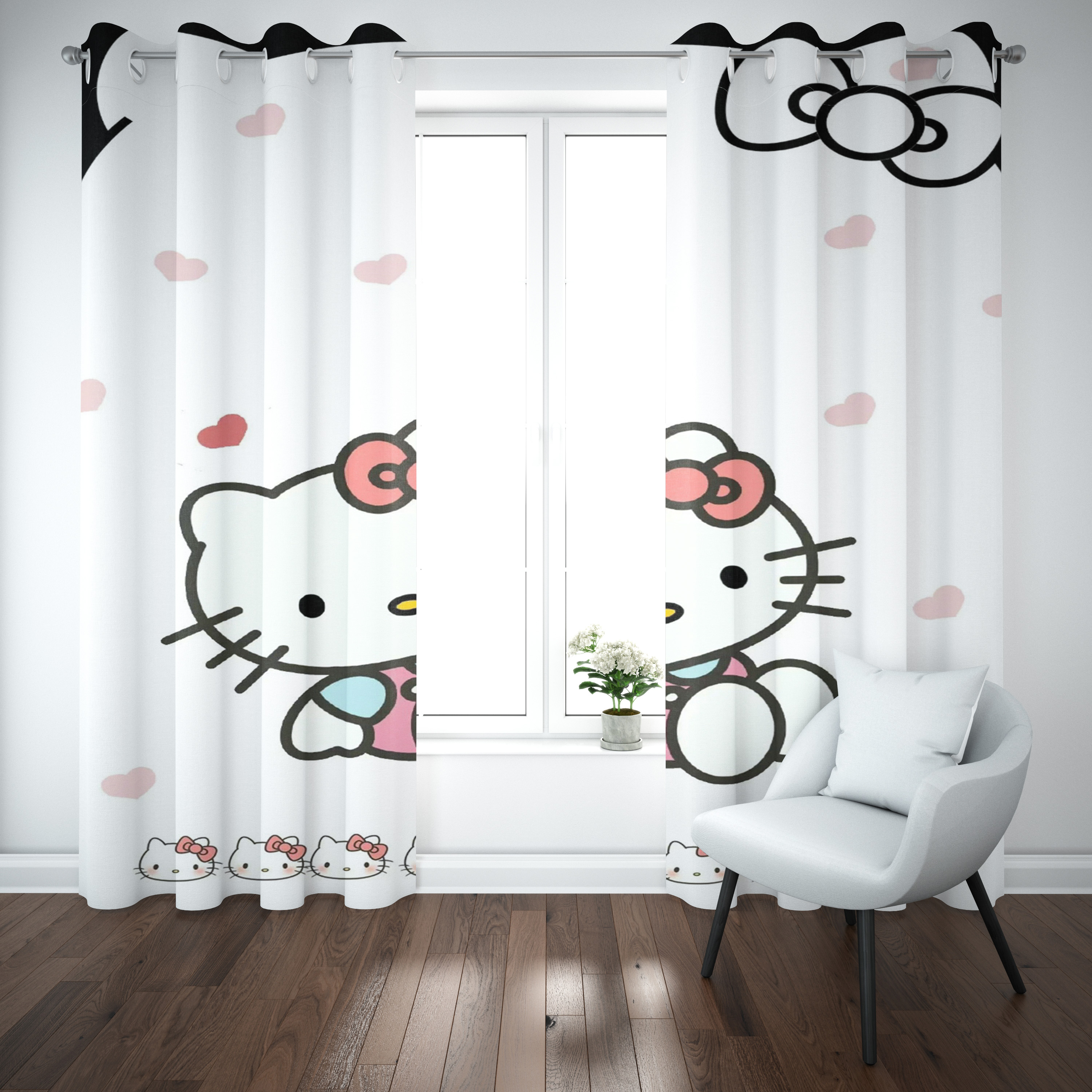 Hello Kitty Curtain for Bedroom Cartoon Sanrio Partition Shade Room ...