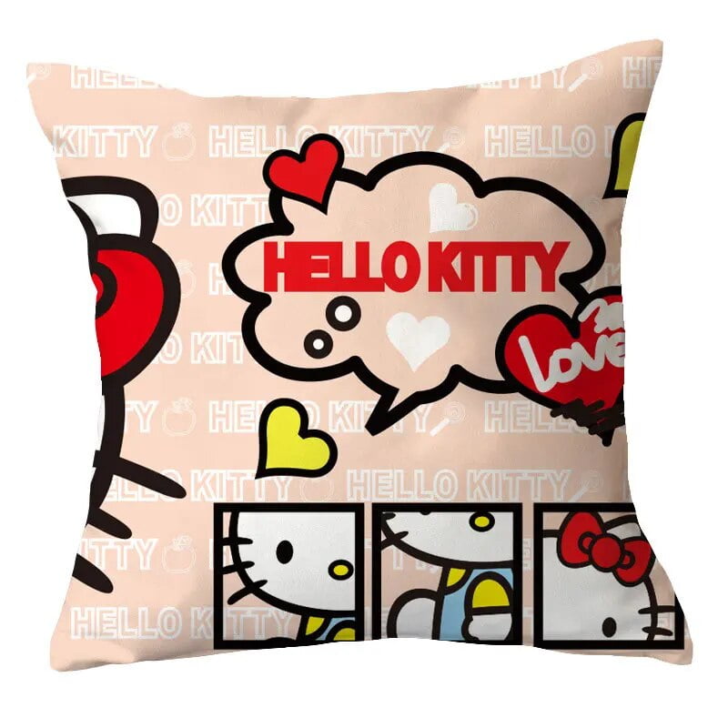 Hello Kitty Cushion Cover Kawaii Linen Fabric Sofa Decoration 45Cm ...