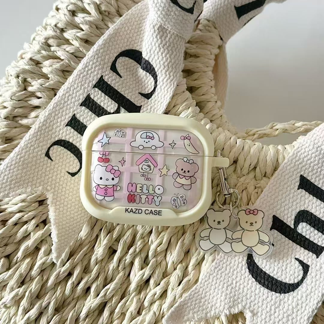 Hello Kitty Cute Sanrio Cartoon Plastic Headphone Case For Airpods4 1 2 3 Pro Pro2 Cover ...