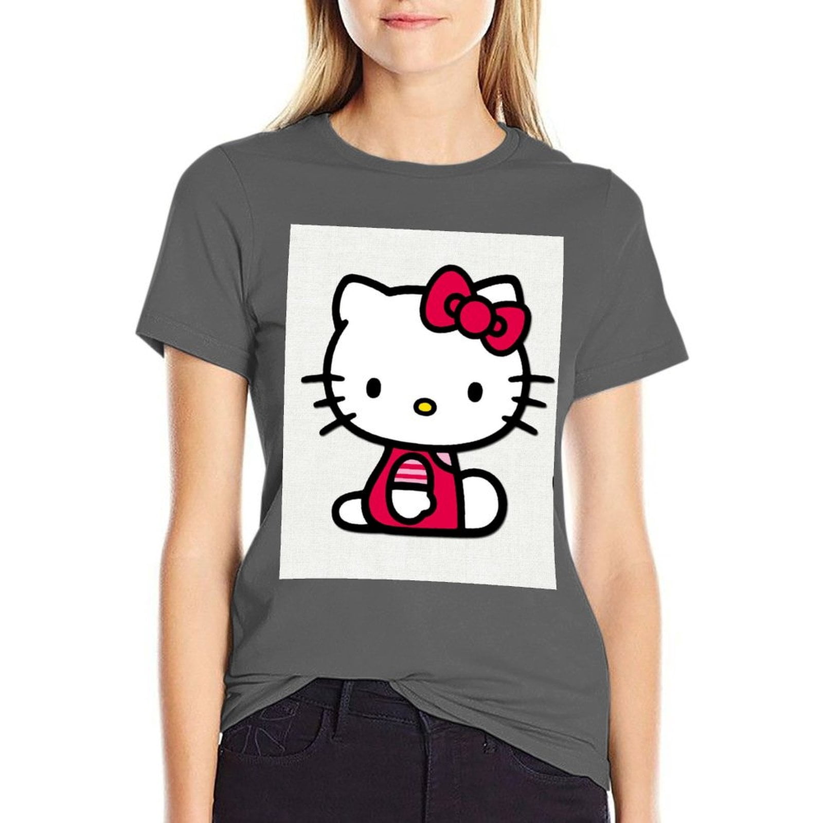 Hello Kitty Cute Sitting Crew Neck Shirt T-Shirt For Women - Walmart.com