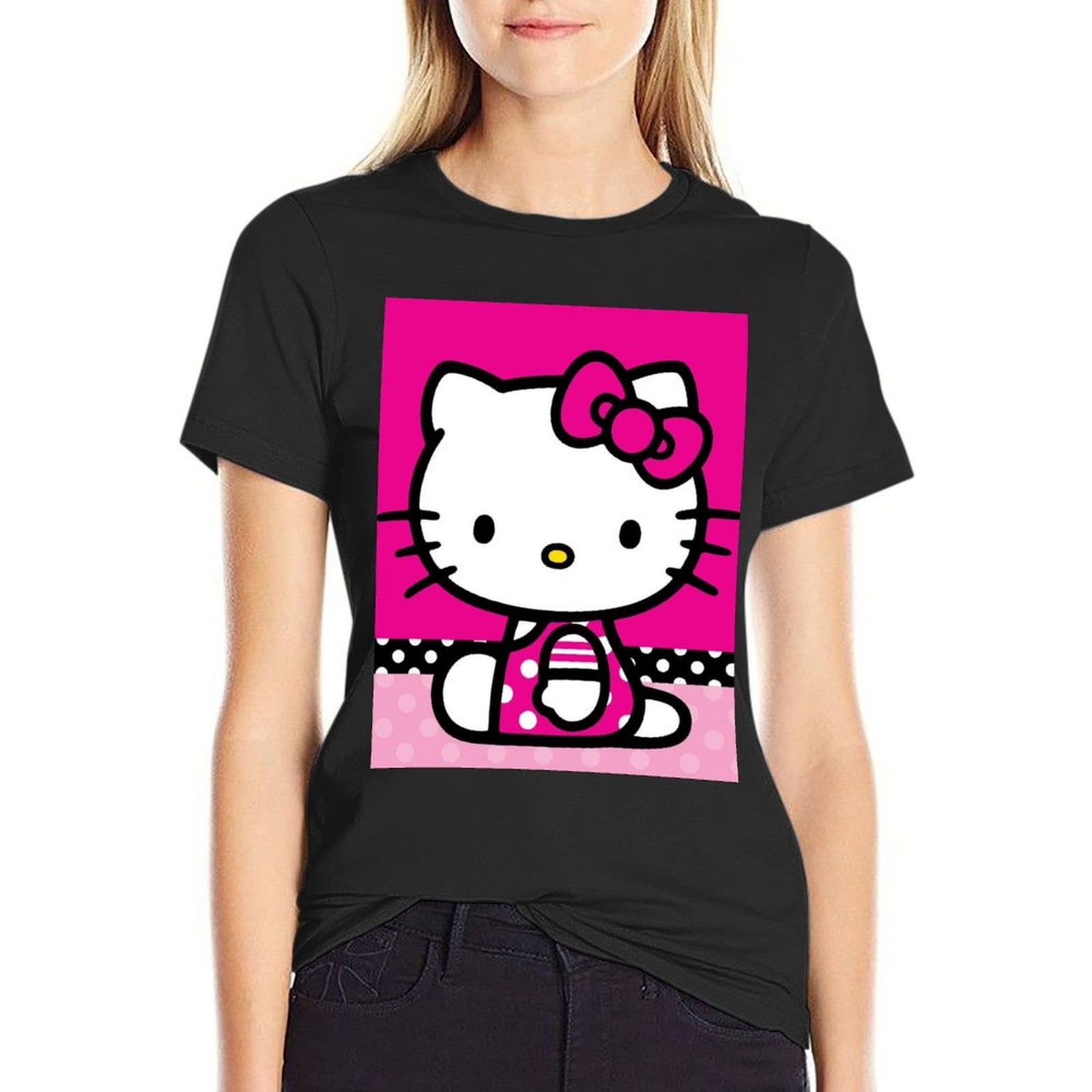 Hello Kitty Cute Sitting Crew Neck Shirt T-Shirt For Women - Walmart.com