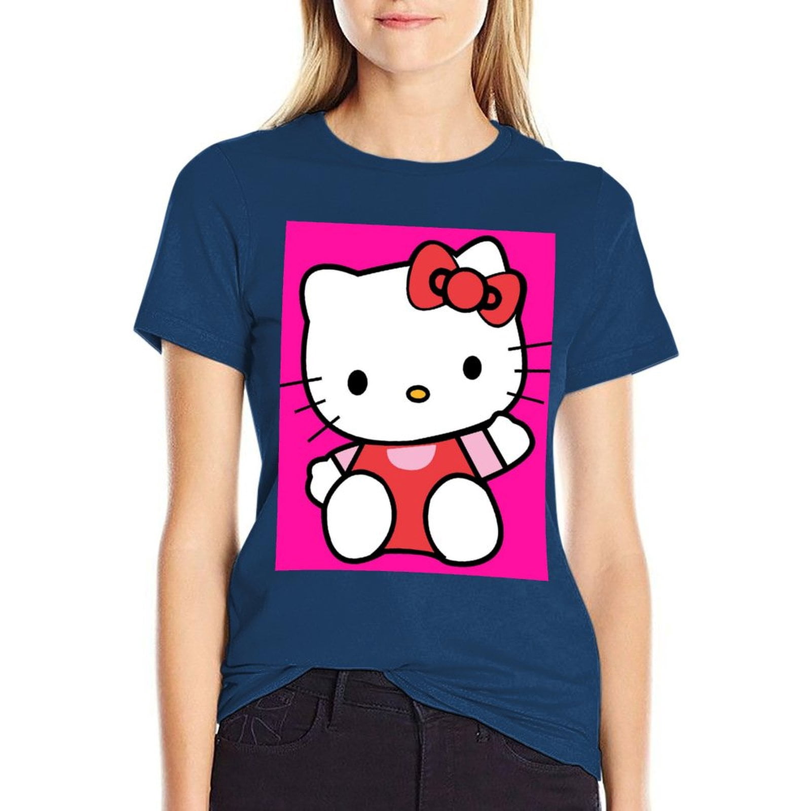 Hello Kitty Cute Sitting Crew Neck Shirt T-Shirt For Women - Walmart.com