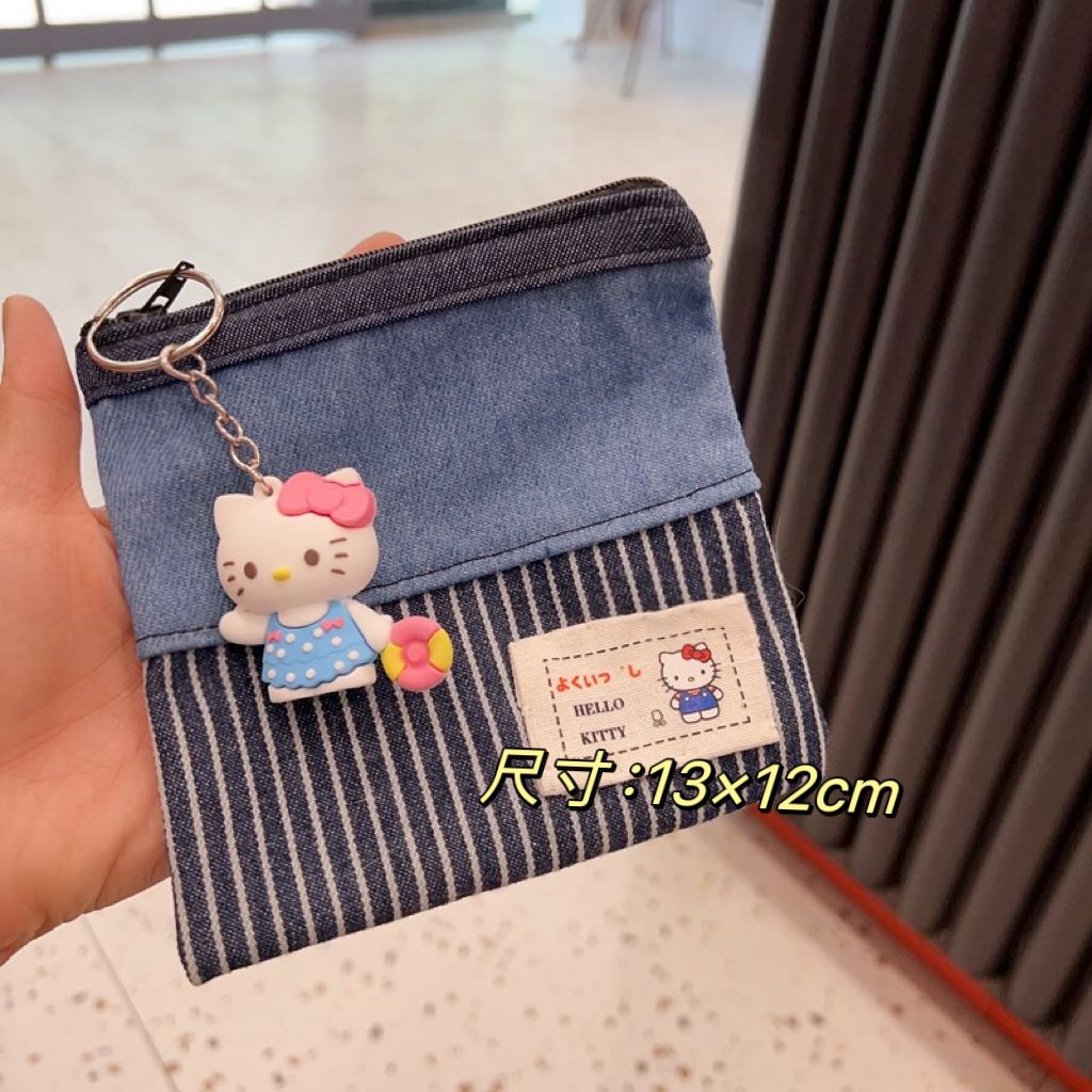 Hello Kitty Denim Storagebag Kawaii Sanrio Coin Bag Anime Lipstick ...