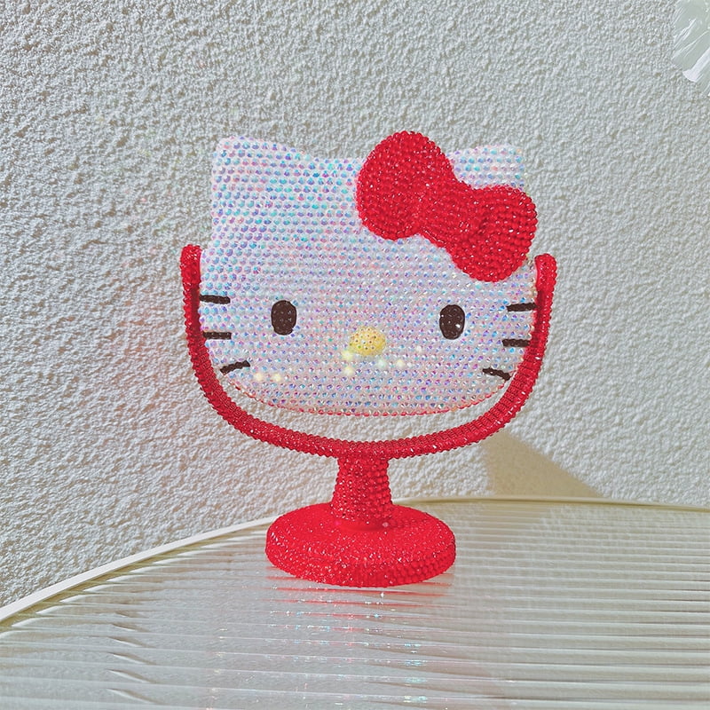 Hello Kitty Diamond Rotate Vanity Mirror Cartoon Shiny Rhinestones ...