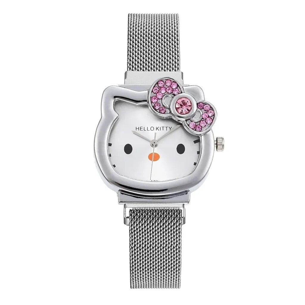 Hello Kitty Watch Cat Bow Kawaii Ladies Gold Sliver Metal Cartoon ...