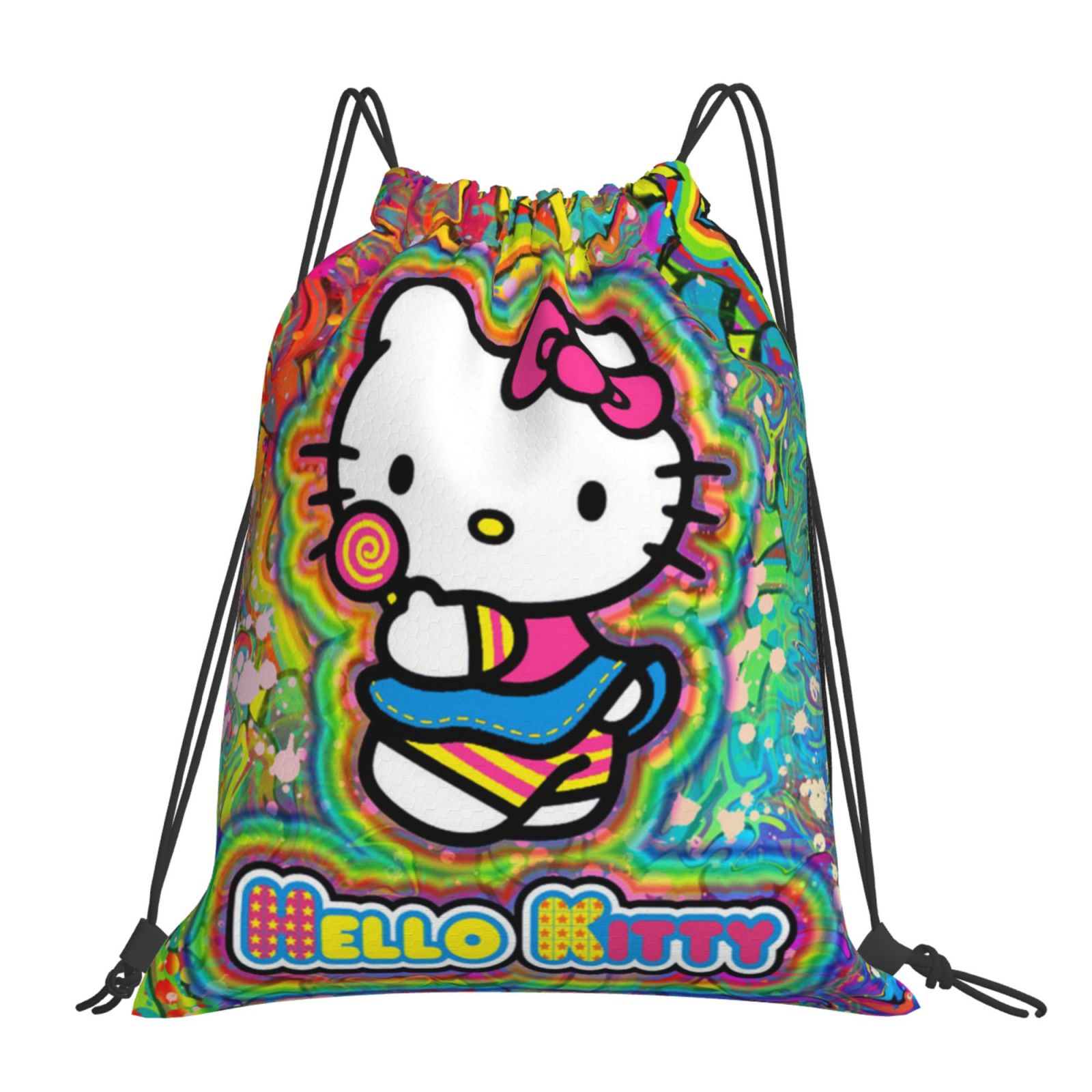 Hello Kitty Drawstring Backpack Sport Gym Bag For Yoga Swimming Gymsack ...