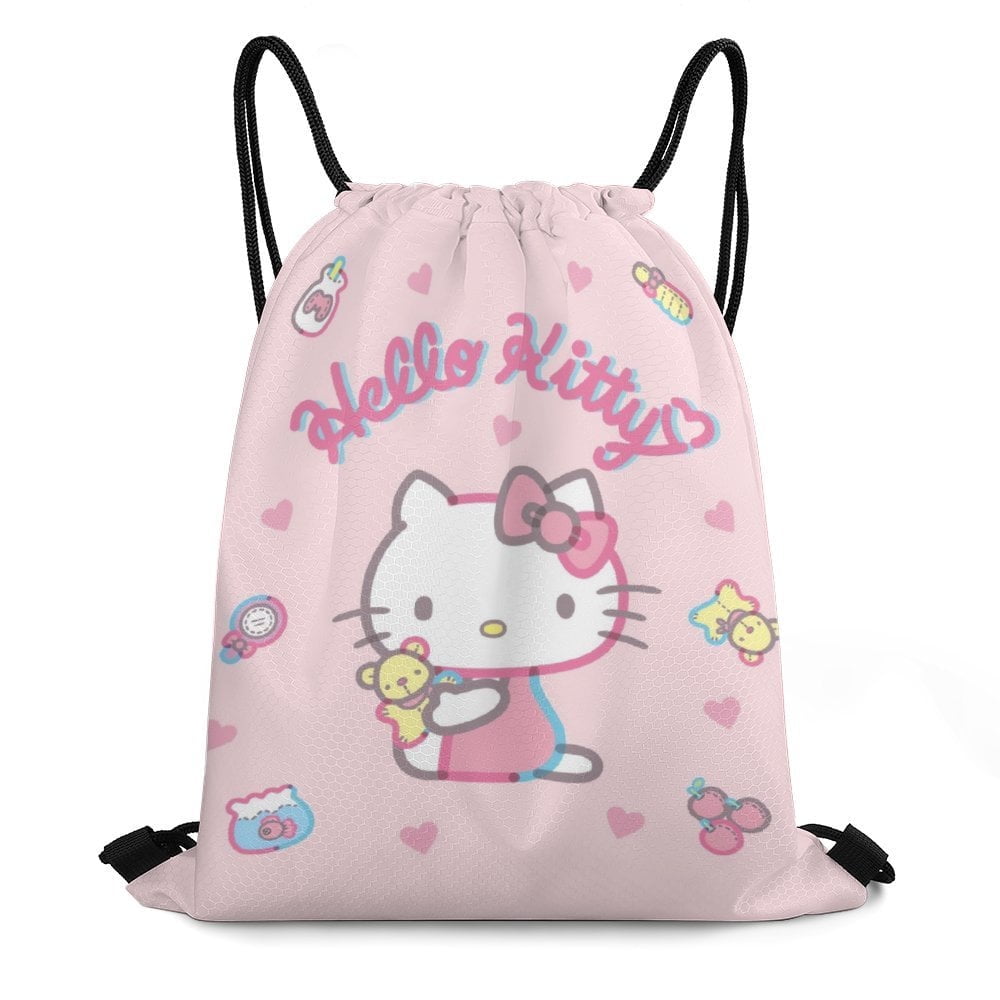 Hello Kitty Drawstring Backpack Water Resistant String Bag Sackpack ...