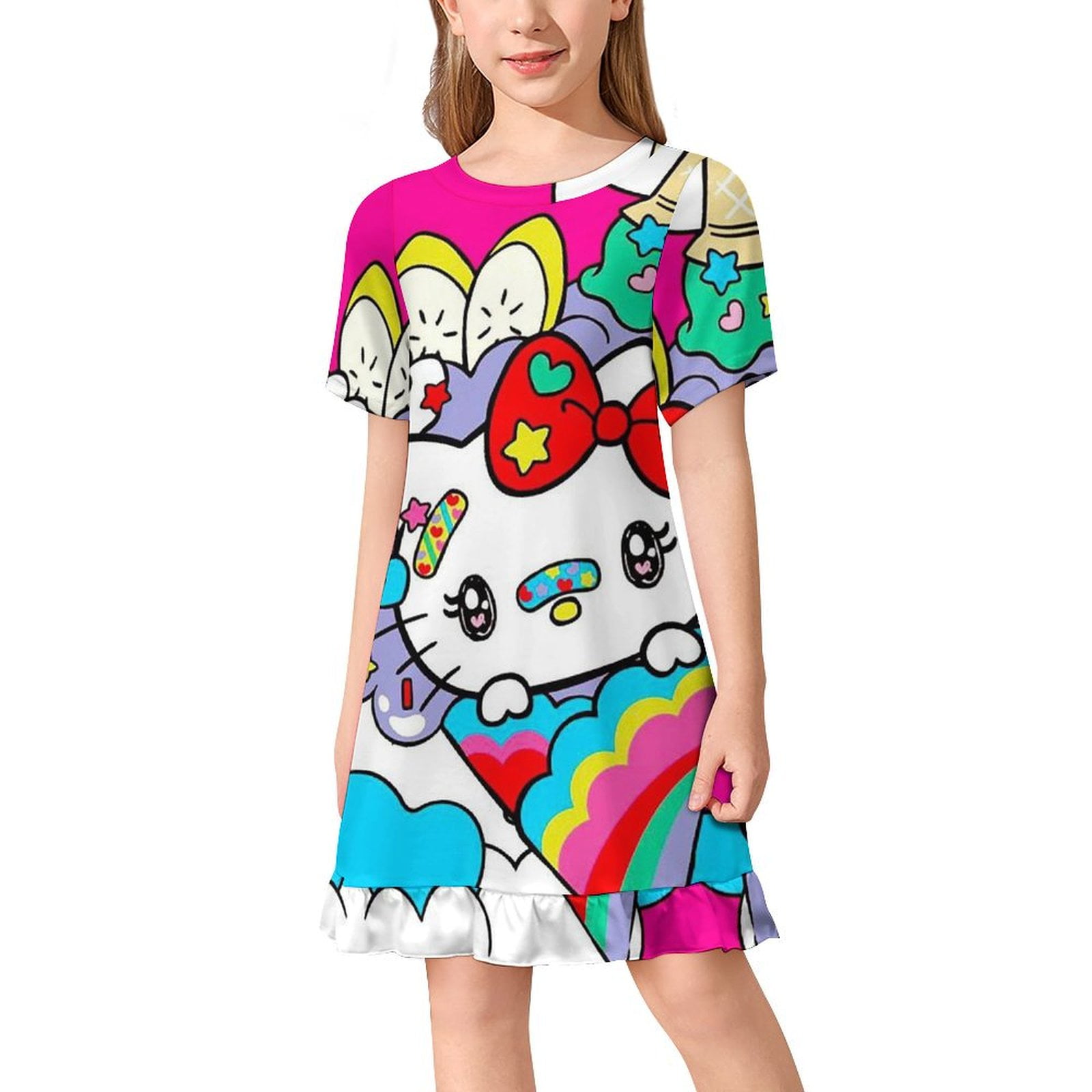 Hello Kitty Dress for Girls Cute Casual Dresses 120CM Hello Kitty Merch ...