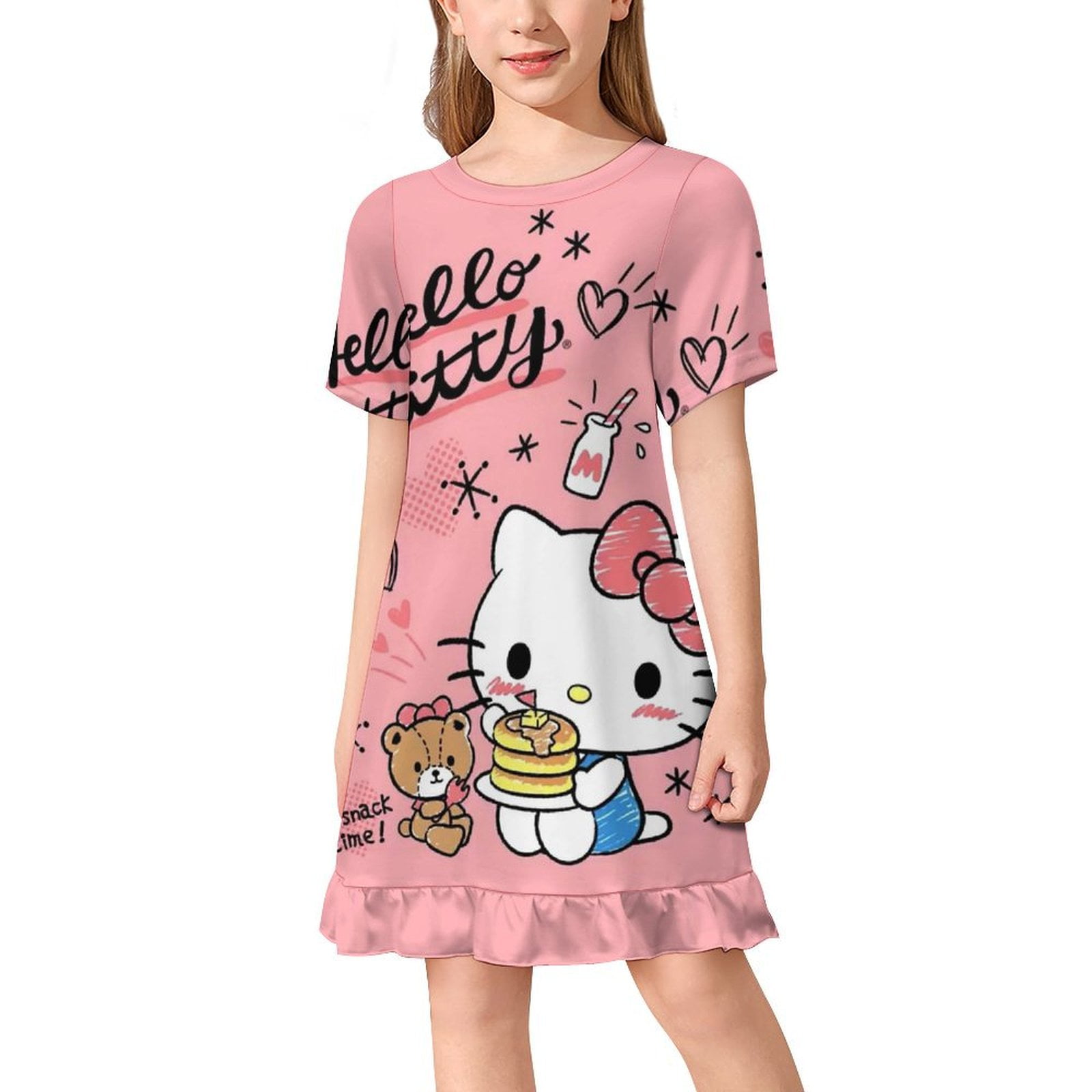 Hello Kitty Dress for Girls Cute Casual Dresses 130CM Hello Kitty Merch ...