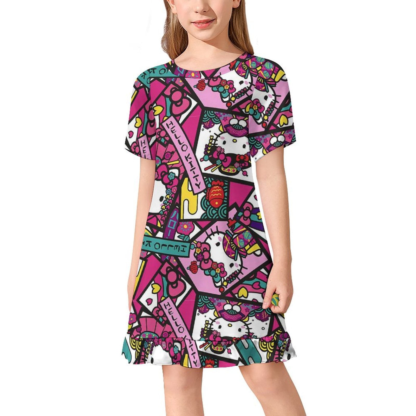 Hello Kitty Dress for Girls Cute Casual Dresses 130CM Hello Kitty Merch ...