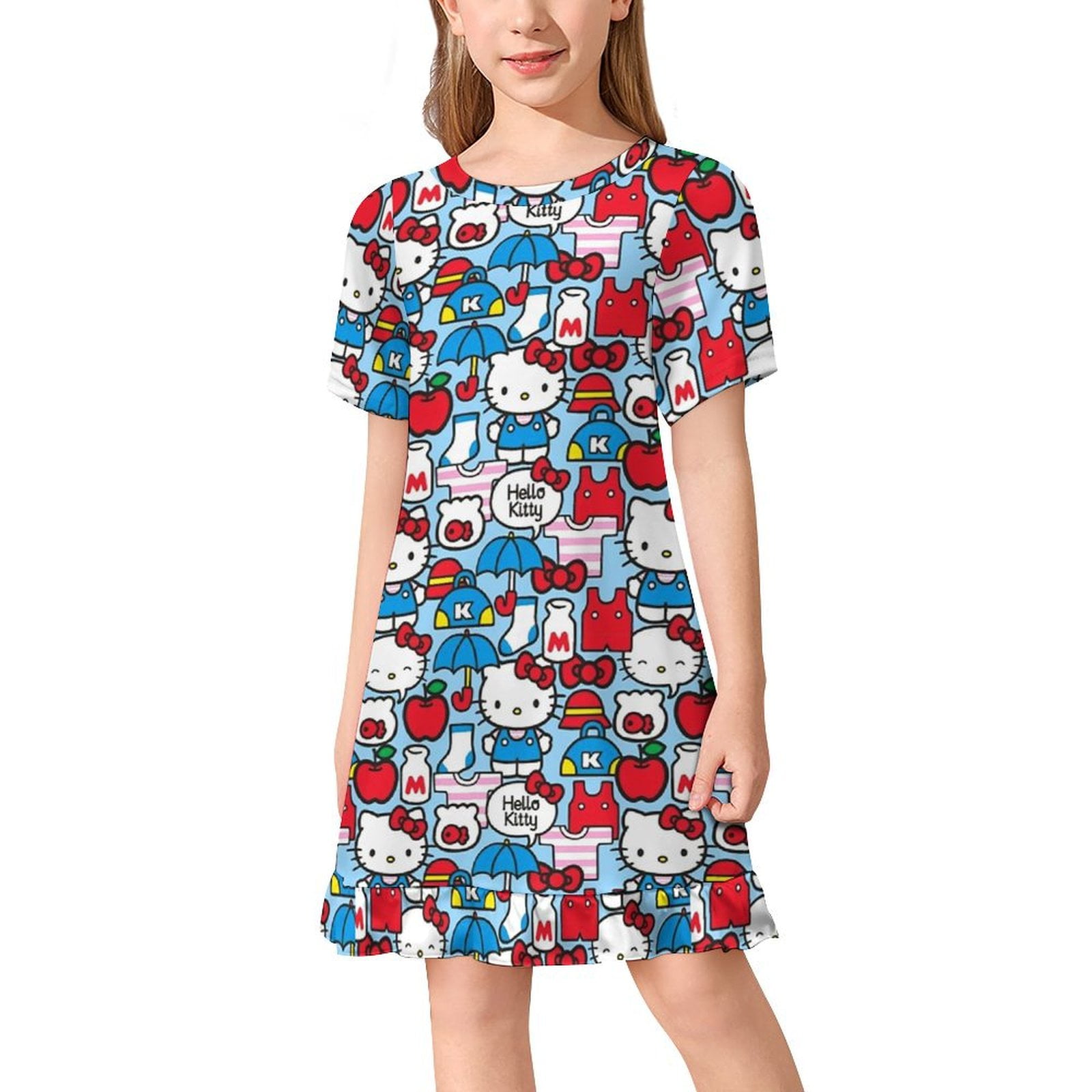 Hello Kitty Dress for Girls Cute Casual Dresses 130CM Hello Kitty Merch ...