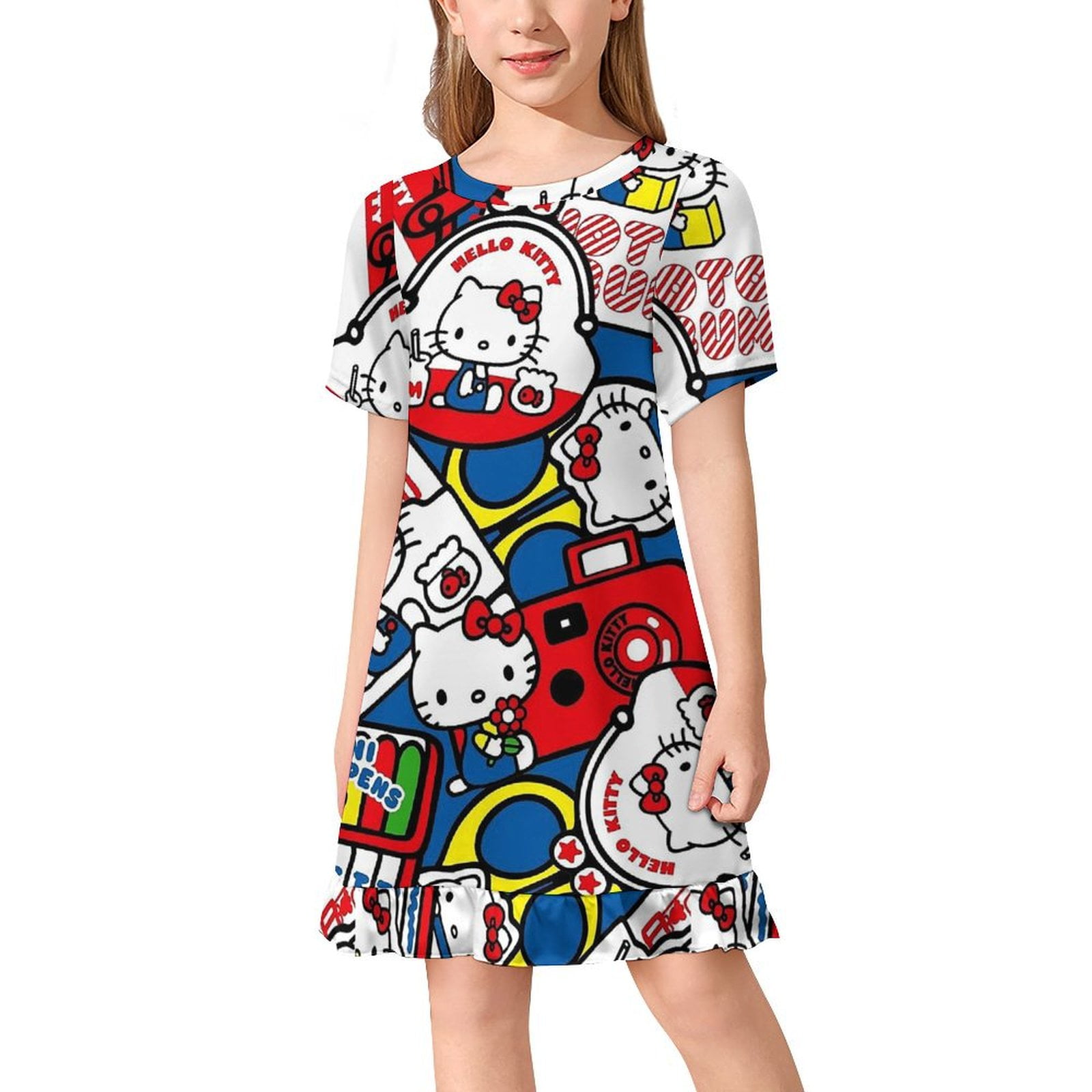 Hello Kitty Dress for Girls Cute Casual Dresses 130CM Hello Kitty Merch ...