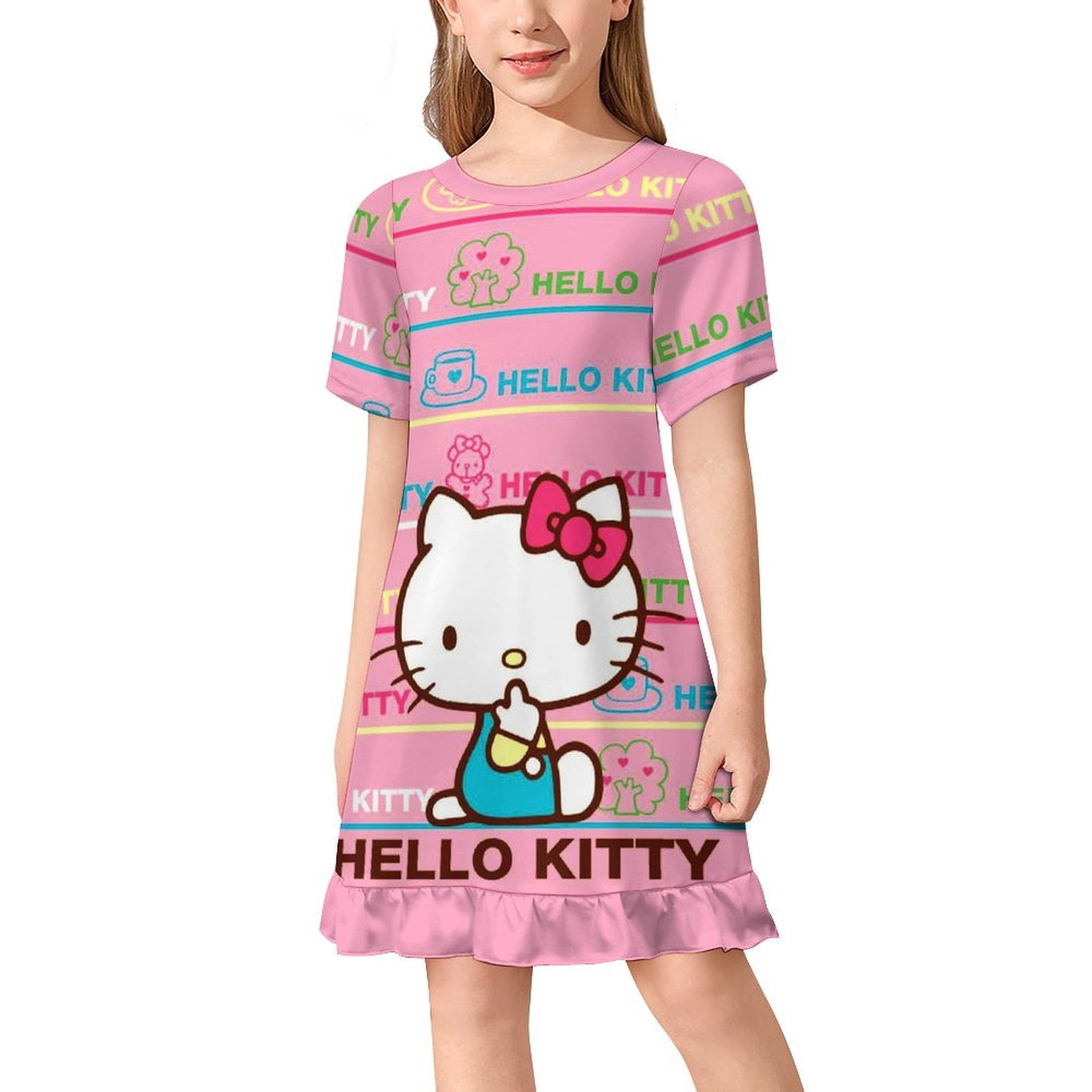 Hello Kitty Dress for Girls Cute Casual Dresses 140CM Hello Kitty Merch ...