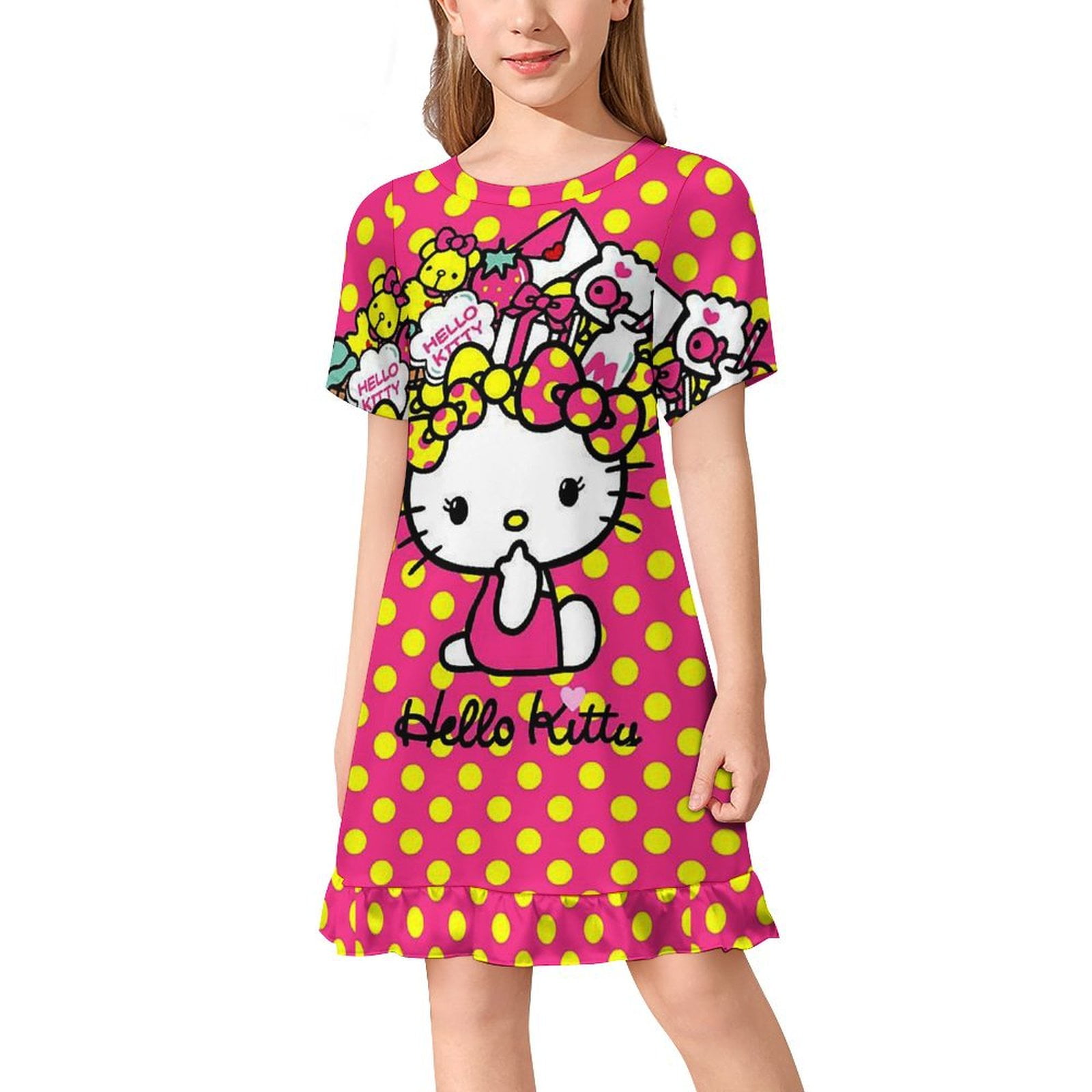 Hello Kitty Dress for Girls Cute Casual Dresses 140CM Hello Kitty Merch ...
