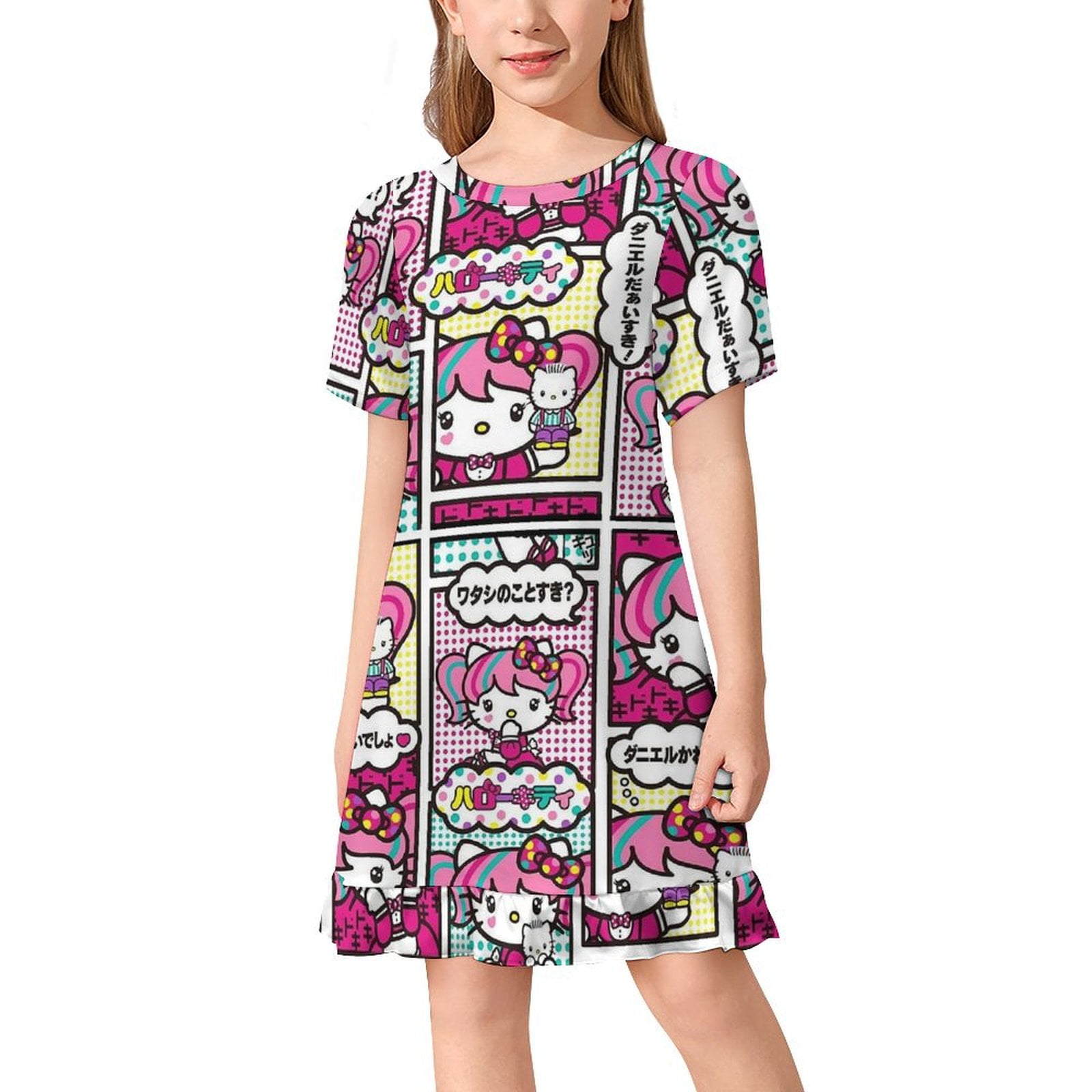 Hello Kitty Dress for Girls Cute Casual Dresses 150CM Hello Kitty Merch ...