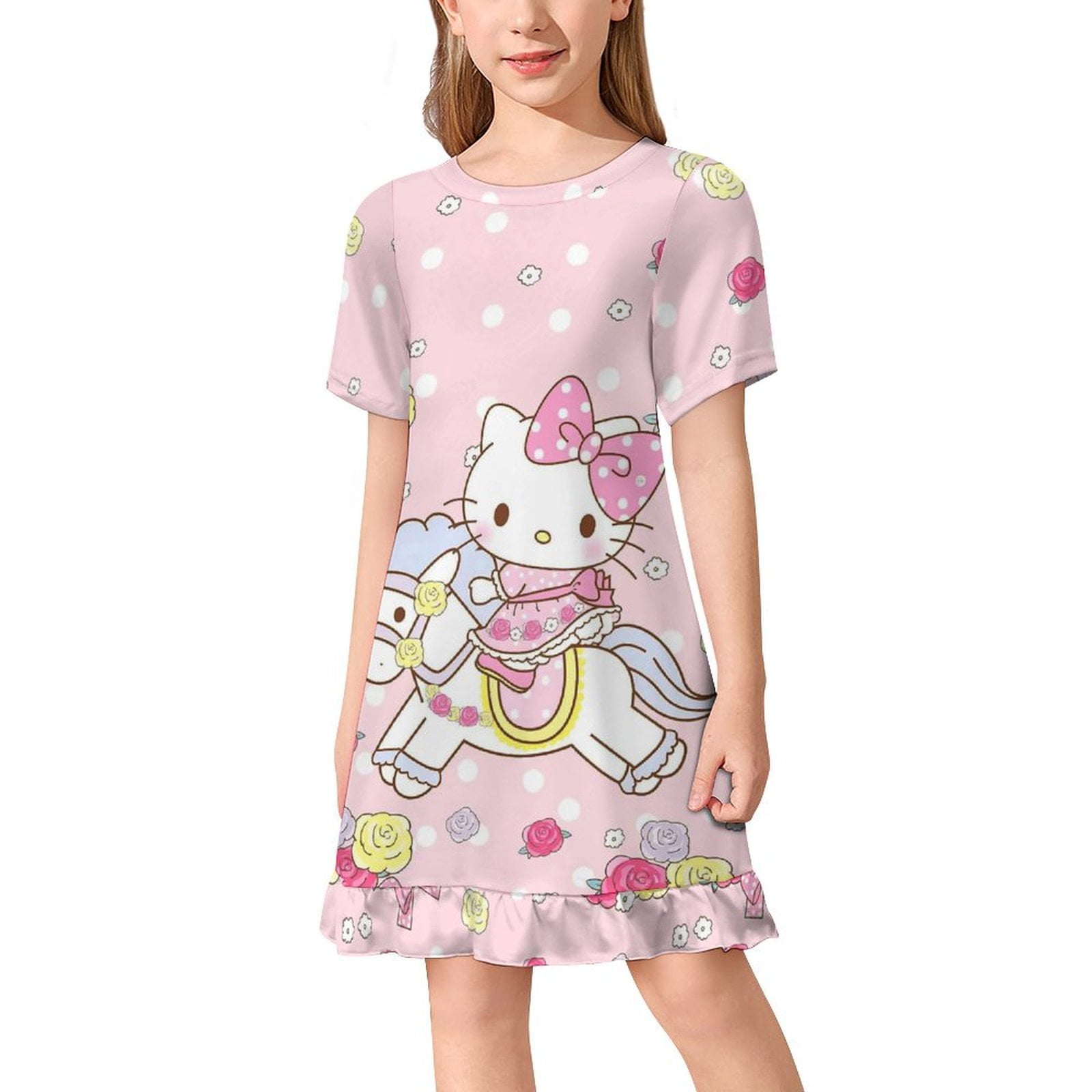Hello Kitty Dress for Girls Cute Casual Dresses 150CM Hello Kitty Merch ...