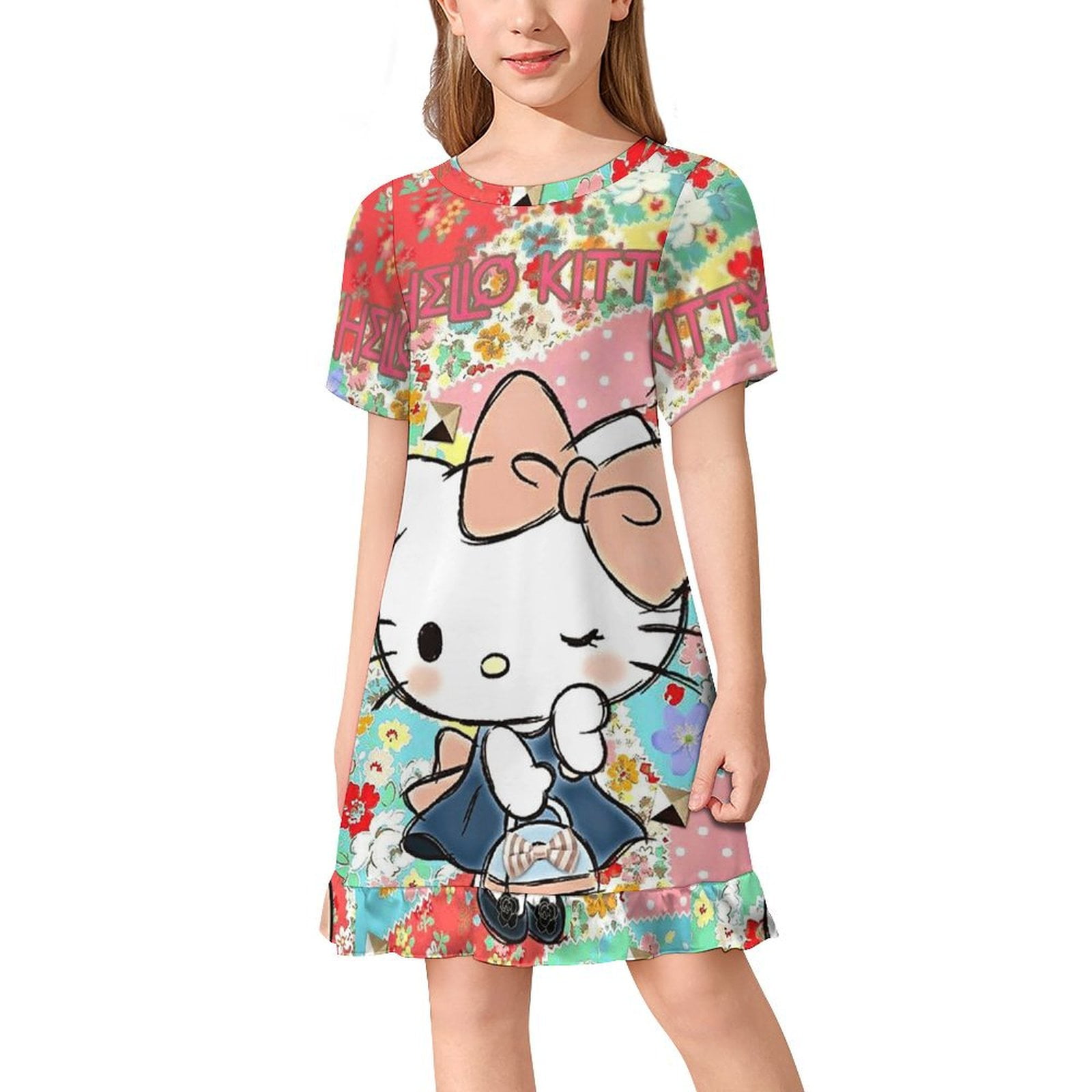 Hello Kitty Dress for Girls Cute Casual Dresses 150CM Hello Kitty Merch ...