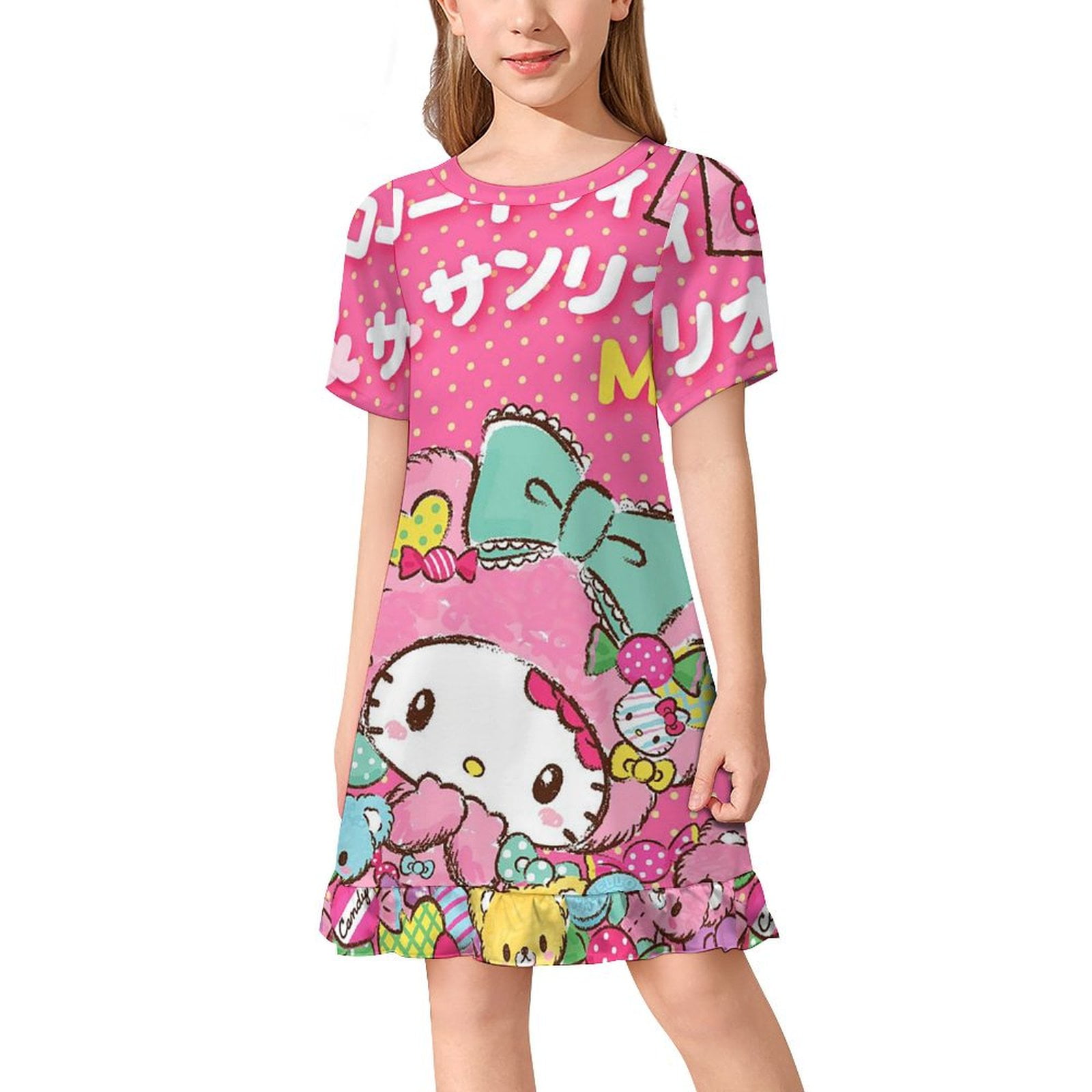 Hello Kitty Dress for Girls Cute Casual Dresses 150CM Hello Kitty Merch ...