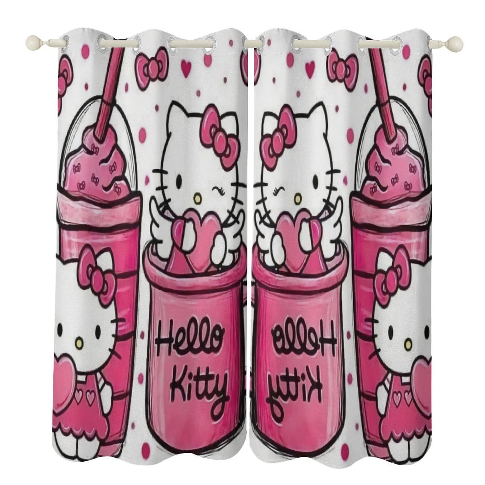 Hello Kitty Drink Kids Curtains 52 X 72 Inch,Cartoon Blackout Curtains ...