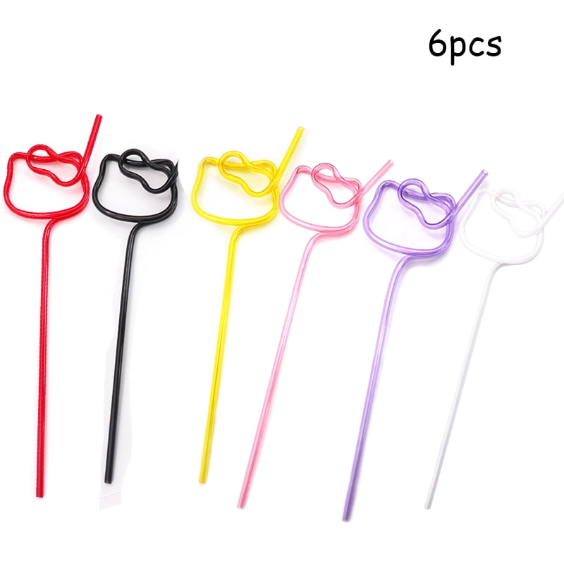 Hello Kitty Drinking Straw Anime Kt Cat Doll Shape Straw Cartoon Straw ...