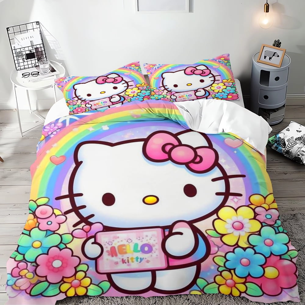 Hello Kitty Duvet Cover Anime Cartoon Duvet Cover Bedding Set Cute Warm ...