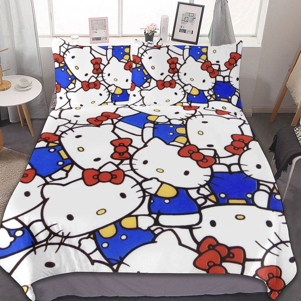 Hello Kitty Duvet Cover Set 3-Piece Bedding Set Soft Warm And ...