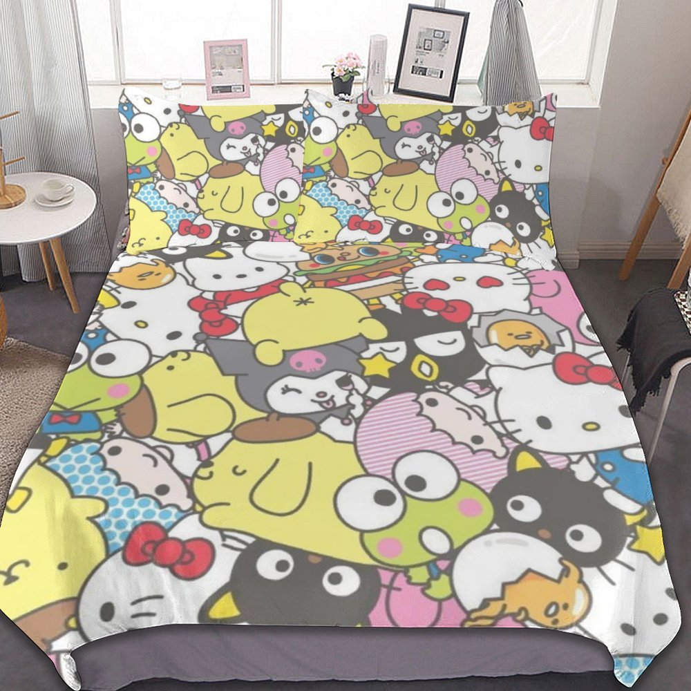 Hello Kitty Duvet Cover Set 3 Piece Bedding Set Soft Warm And