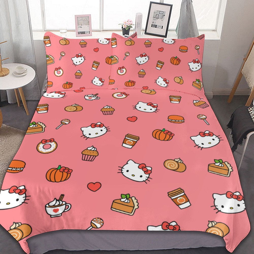 Hello Kitty Duvet Cover Set 3-Piece Bedding Set Soft Warm And ...