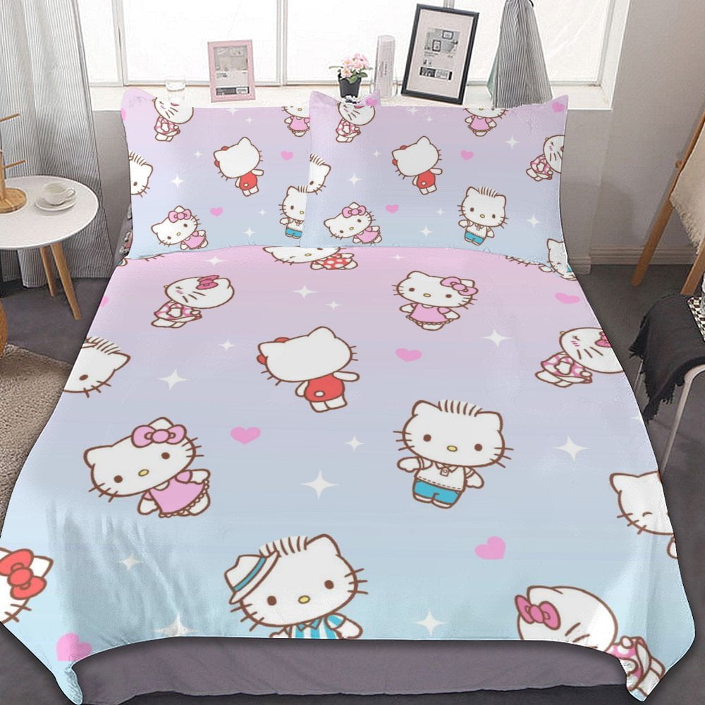 Hello Kitty Duvet Cover Set 3-Piece Bedding Set Soft Warm And ...