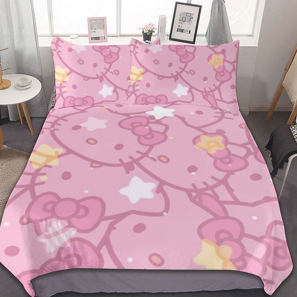 Hello Kitty Duvet Cover Set 3-Piece Bedding Set Soft Warm And ...