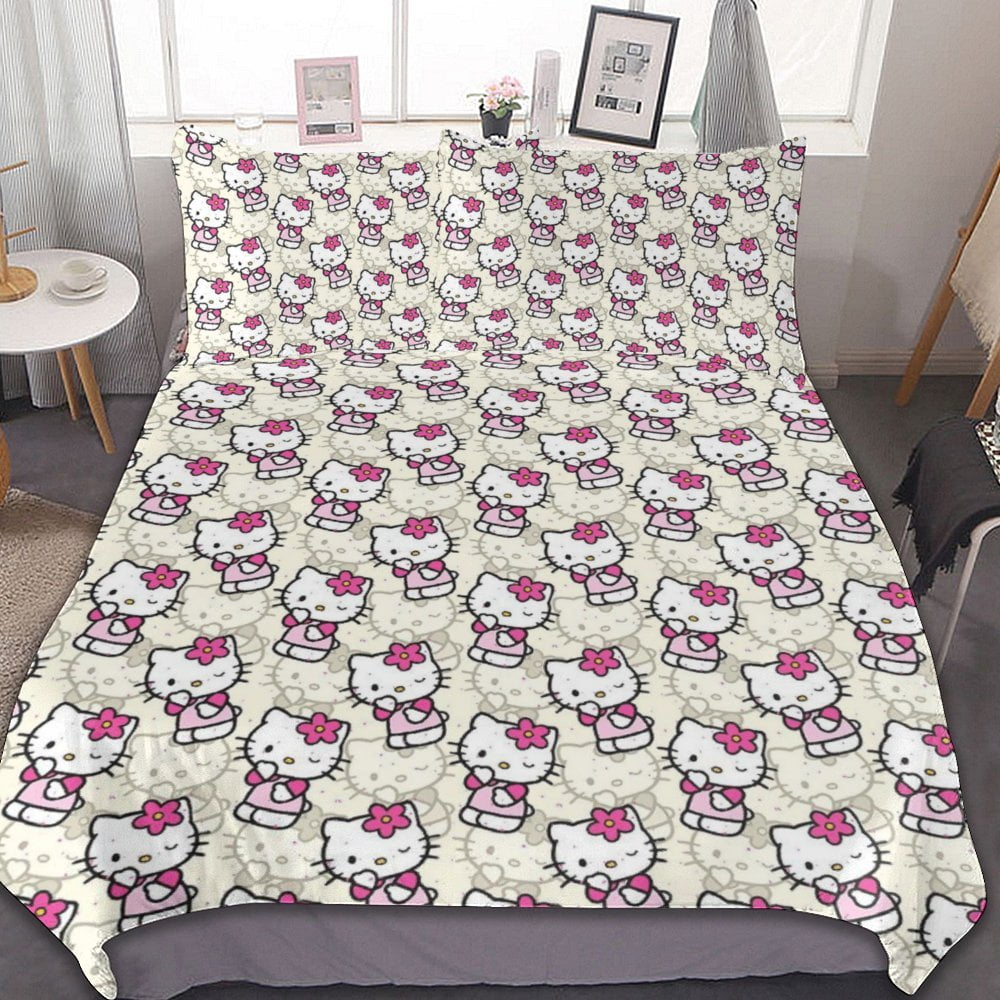 Hello Kitty Duvet Cover Set 3-Piece Bedding Set Soft Warm And ...