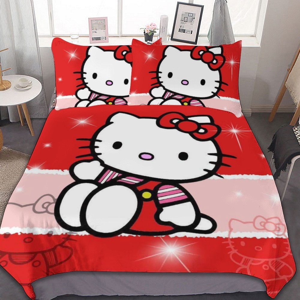 Hello Kitty Duvet Cover Set 3-Piece Bedding Set Soft Warm And ...