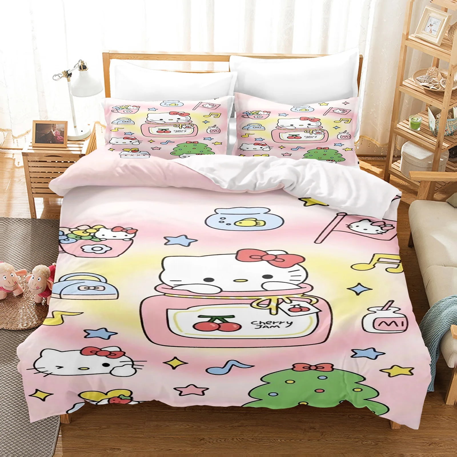 Hello Kitty Duvet Cover Set Bedding Covers 3-Piece Set 1 Quilt Cover ...